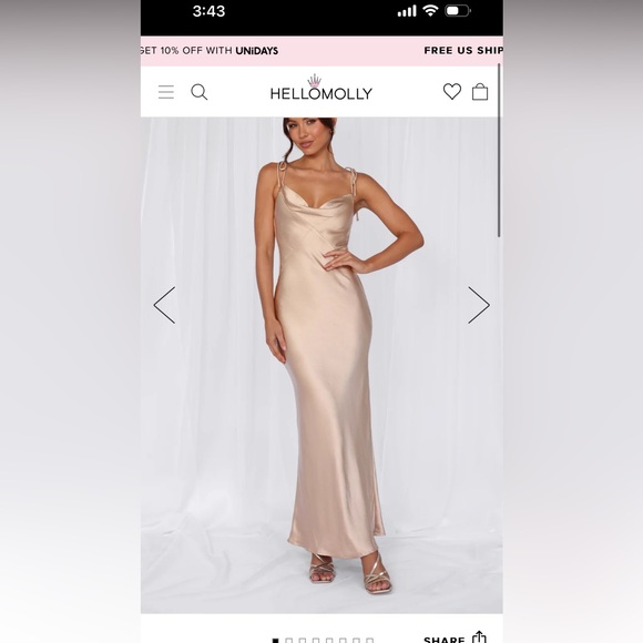 Hello Molly | Dresses | Hello Molly The Penelope Cowl Satin Maxi Dress Champagne | Poshmark